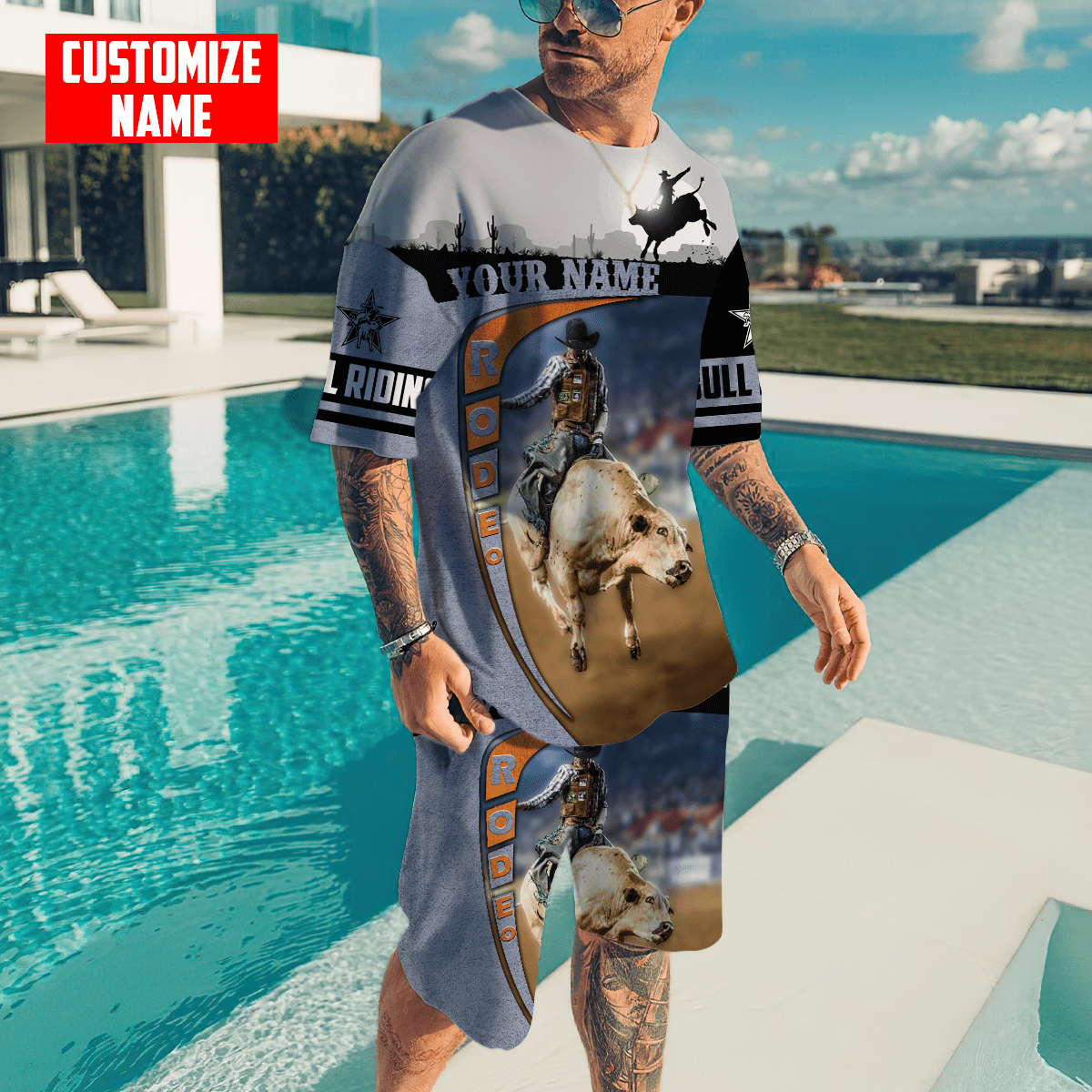 Personalized Name Bull Riding Hoodie - Bull Riding Apparel Desert – Aljaira