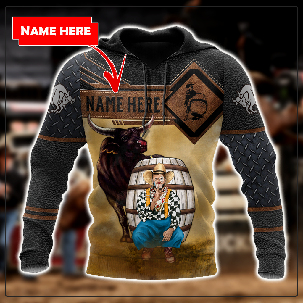 Personalized Name Bull Riding Hoodie - Bull Riding Apparel Rodeo Clown ...