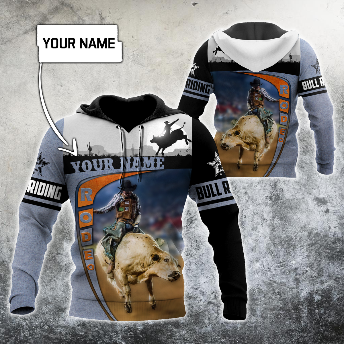 Personalized Name Bull Riding Hoodie - Bull Riding Apparel Desert – Aljaira