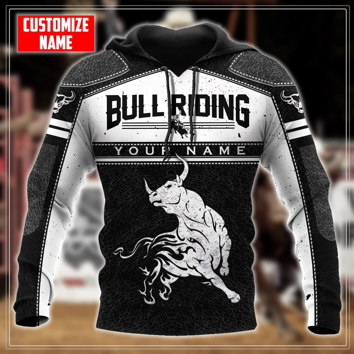 Personalized Name Bull Riding Hoodie - Bull Riding Apparel Ver 14 – Aljaira