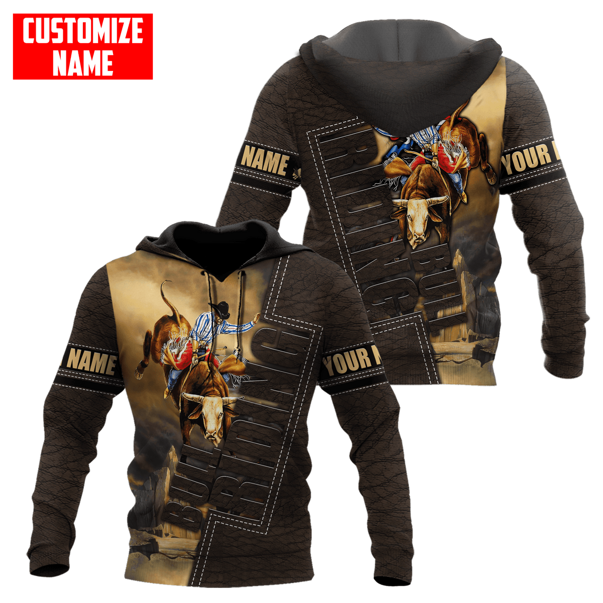 Personalized Name Bull Riding Hoodie - Bull Riding Apparel Bull Rider ...