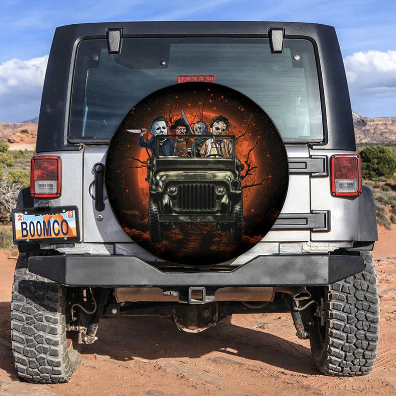 Halloween Spare Tire Cover Horror Villains Characters On Jeep Moonligh ...