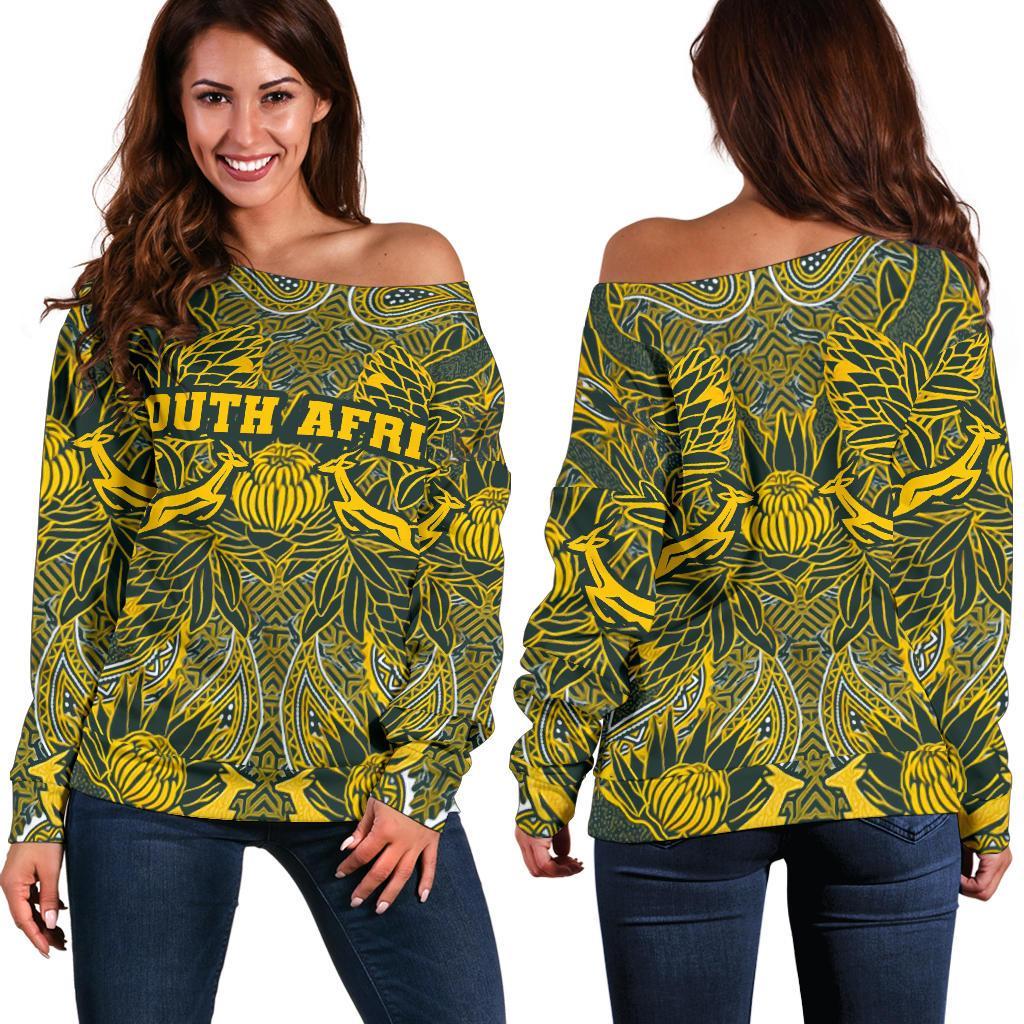 South Africa Springbok Off Shoulder Sweater Proud Version – Aljaira