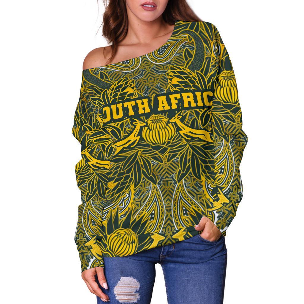 South Africa Springbok Off Shoulder Sweater Proud Version – Aljaira