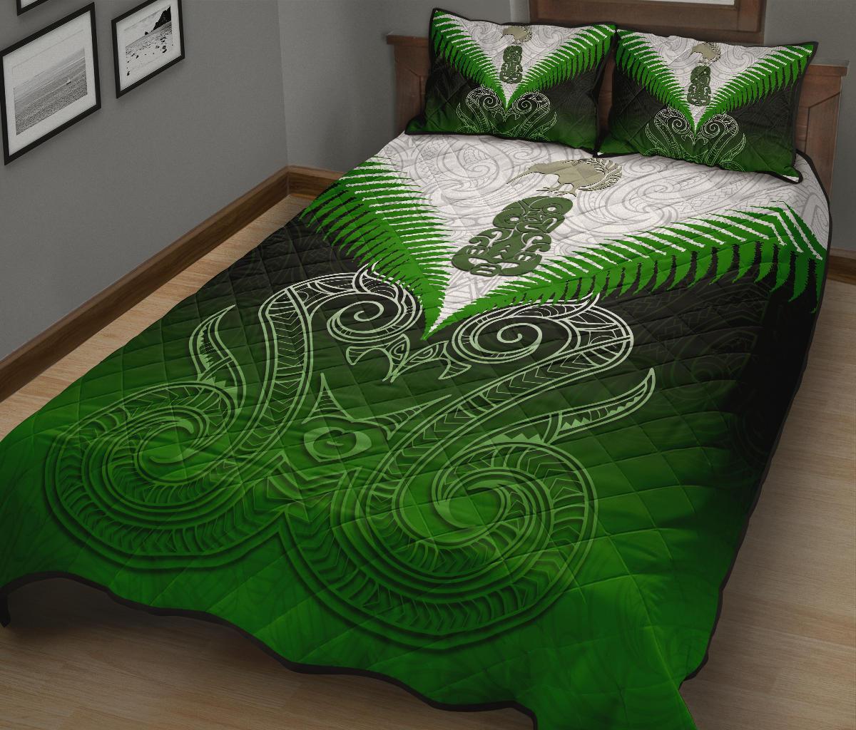 Quilt Bed Set NZ Maori Manaia Green – Aljaira
