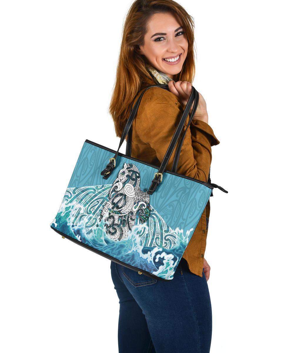 Maori Manaia The Blue Sea Large Leather Tote – Aljaira