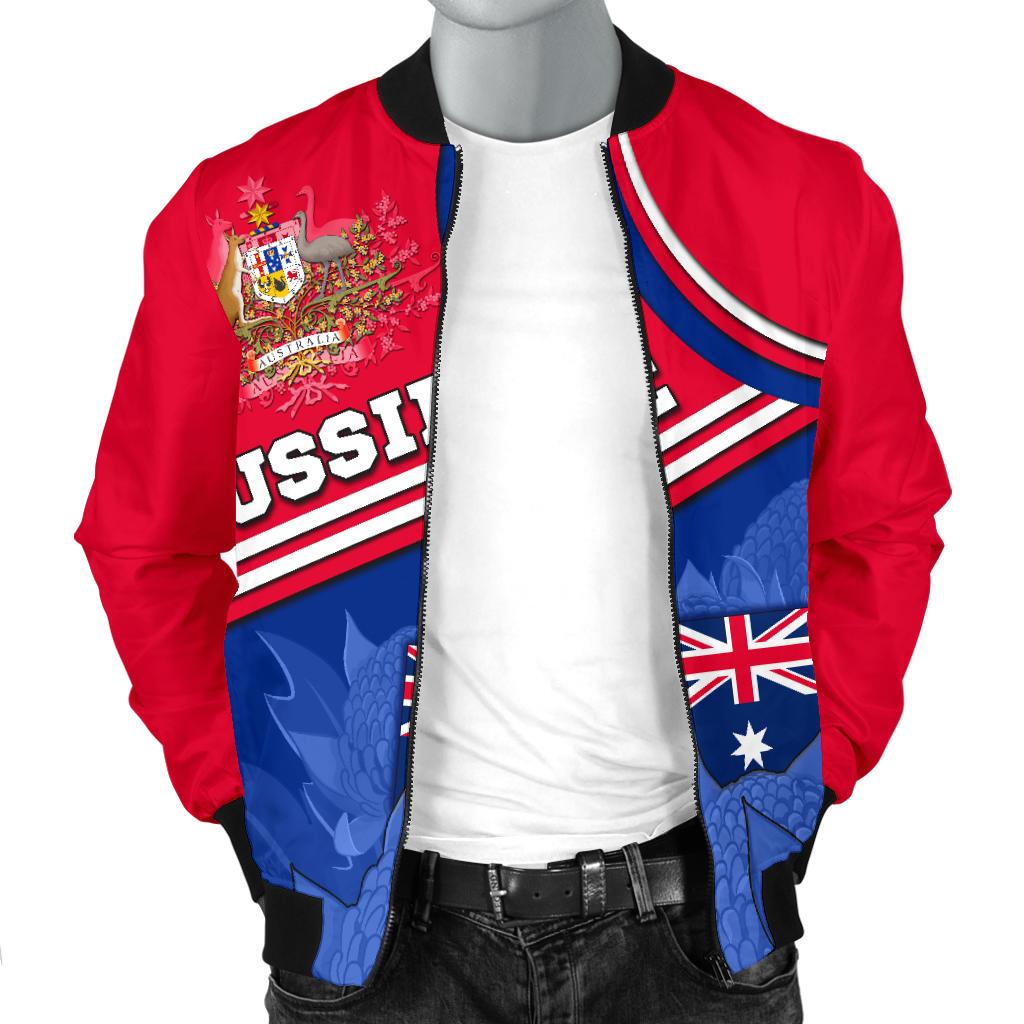 Men's Bomber Jacket - Aus Flag and Coat of Arms Jacket Waratah Flowers ...