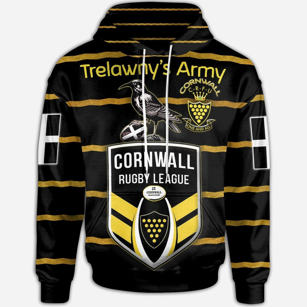 Cornwall Rugby League Hoodie - Trelawny's Army with Cornwall Flag – Aljaira