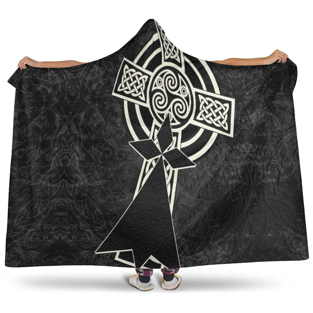 Brittany Celtic Hooded Blanket - Celtic Cross and Stoat Ermine Skew St ...