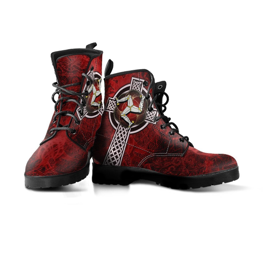 Isle Of Man Celtic Leather Boots - Celtic Cross and Triskele Skew Styl ...