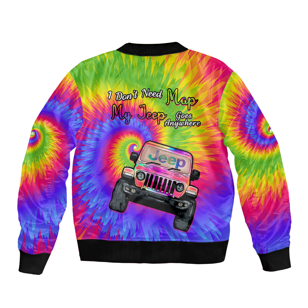 I Dont Need Map My Jeep Goes Anywhere Bomber Jacket Tie Dye Special Ve ...