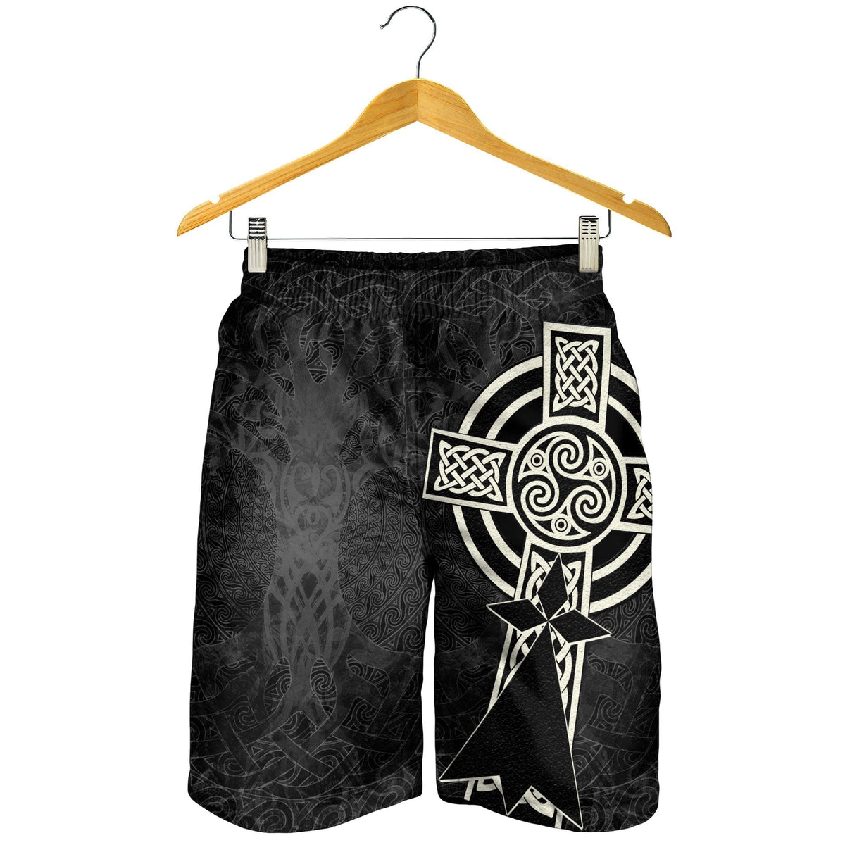Brittany Celtic Men's Shorts - Celtic Cross and Stoat Ermine Skew Styl ...