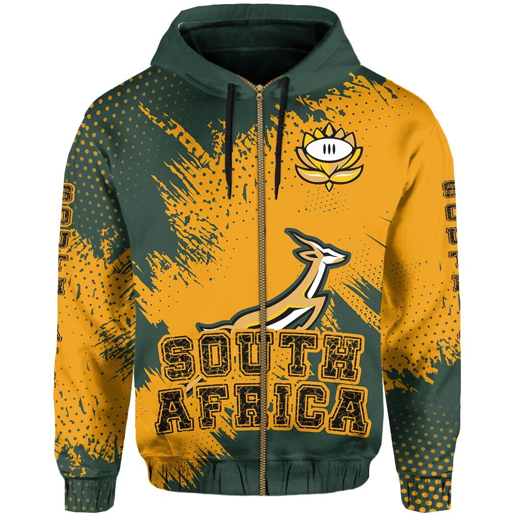 South Africa Springbok Zipper Hoodie - Vincent Style – Aljaira