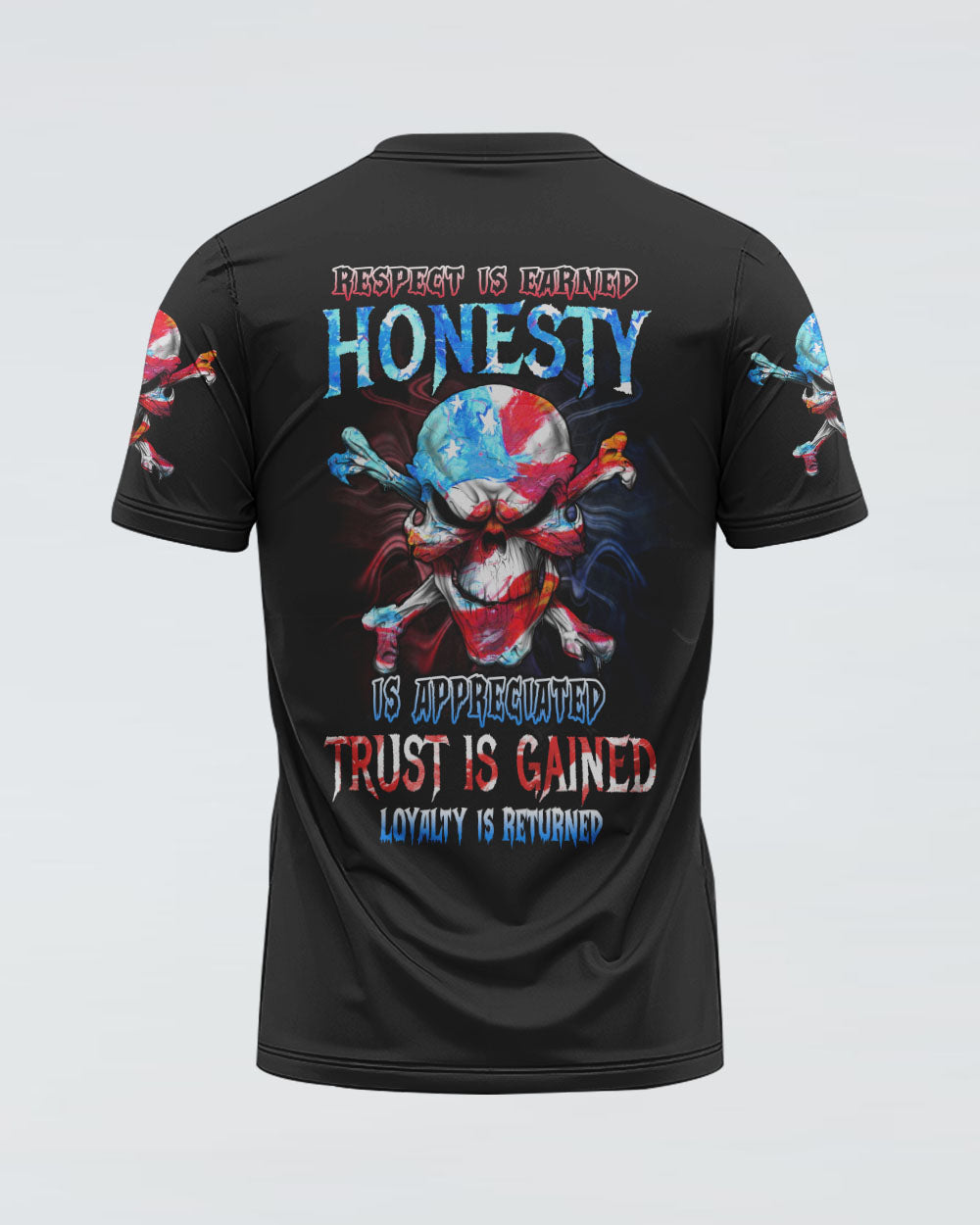 Respect Is Earned Skull Bones America Men's Patriotic T-Shirt – Aljaira