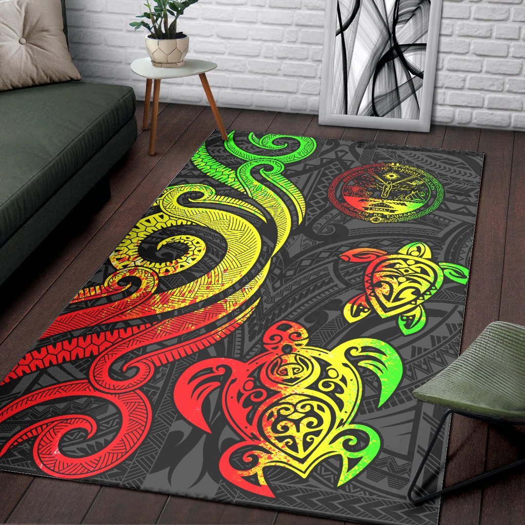 Marshall Islands Area Rug - Reggae Tentacle Turtle Crest – Aljaira