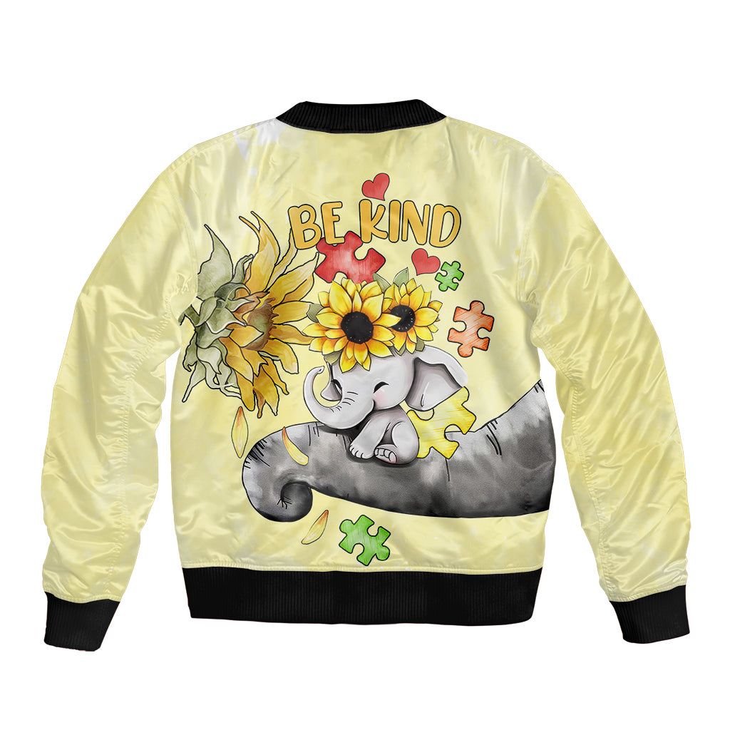 Autism Acceptance Month - Elephant With Sunflower Sleeve Zip Bomber Ja ...