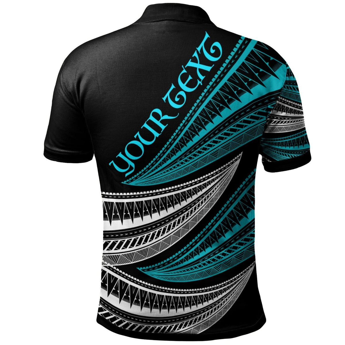 Palau Custom Personalised Polo Shirt - Wave Pattern Alternating Blue C ...